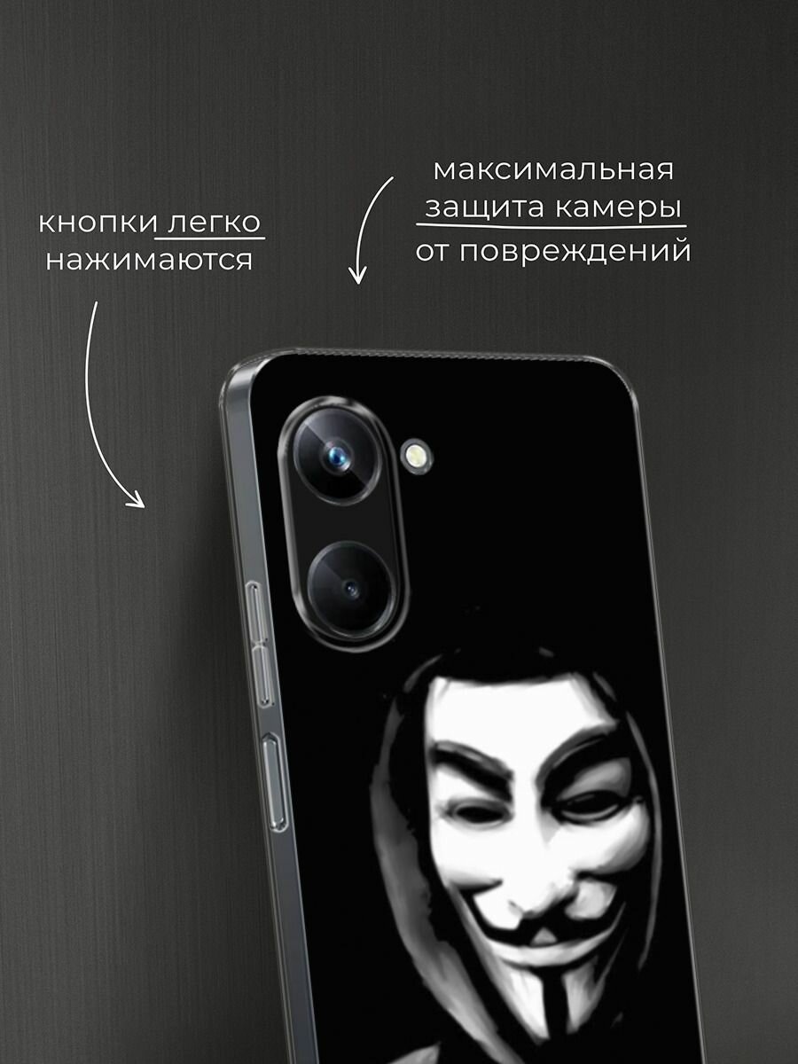 Силиконовый чехол на Realme 10 Pro / Реалми 10 Про с принтом "Анонимус" — фото 1