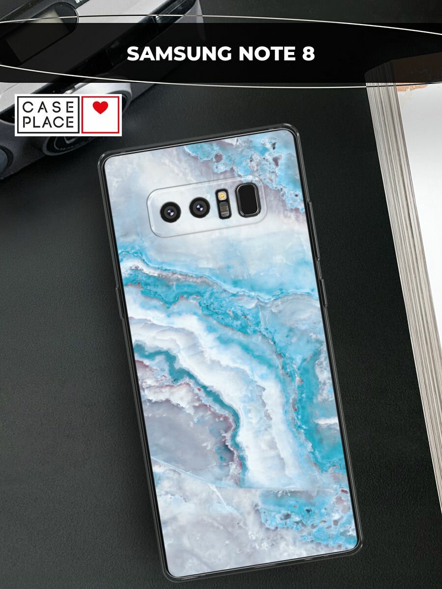 Чехол на Samsung Galaxy Note 8 / Самсунг Галакси Нот 8 с принтом "Нежно-голубой мрамор"