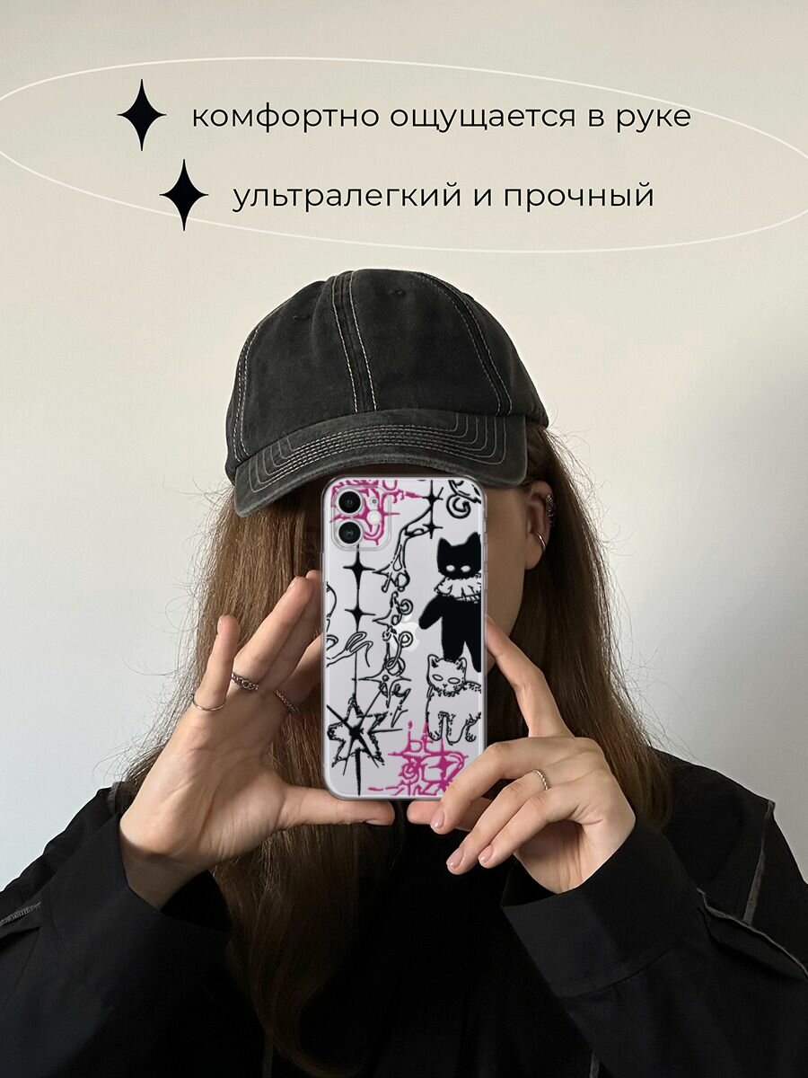 Чехол на Apple iPhone 11 / Айфон 11 с принтом "Готические котики" — фото 1