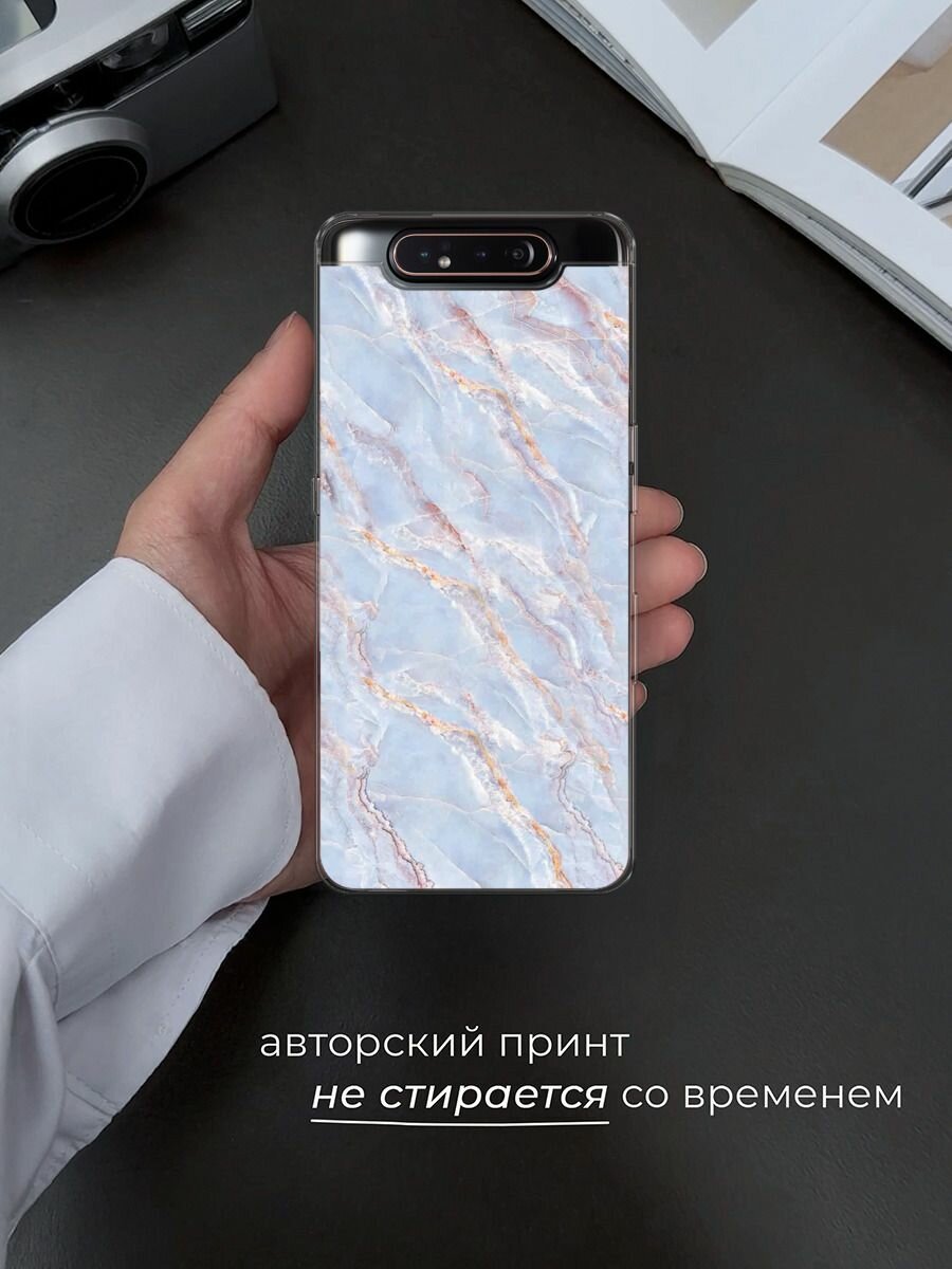 Чехол на Samsung Galaxy A80 / Самсунг Гэлакси A80 с принтом "Сиреневый мрамор" — фото 1