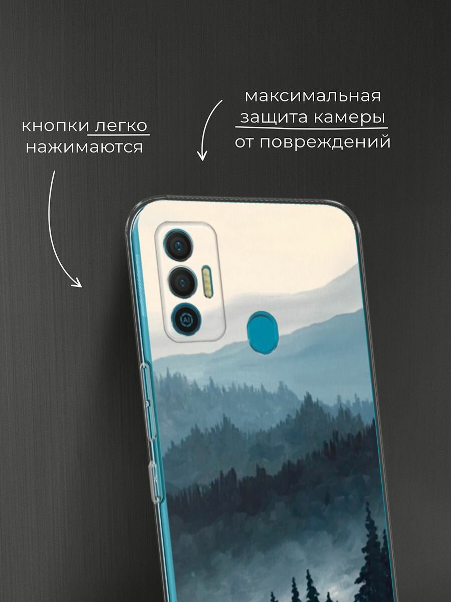 Чехол на Tecno Spark 7 / Техно Спарк 7 с принтом "Туманные горы" — фото 1