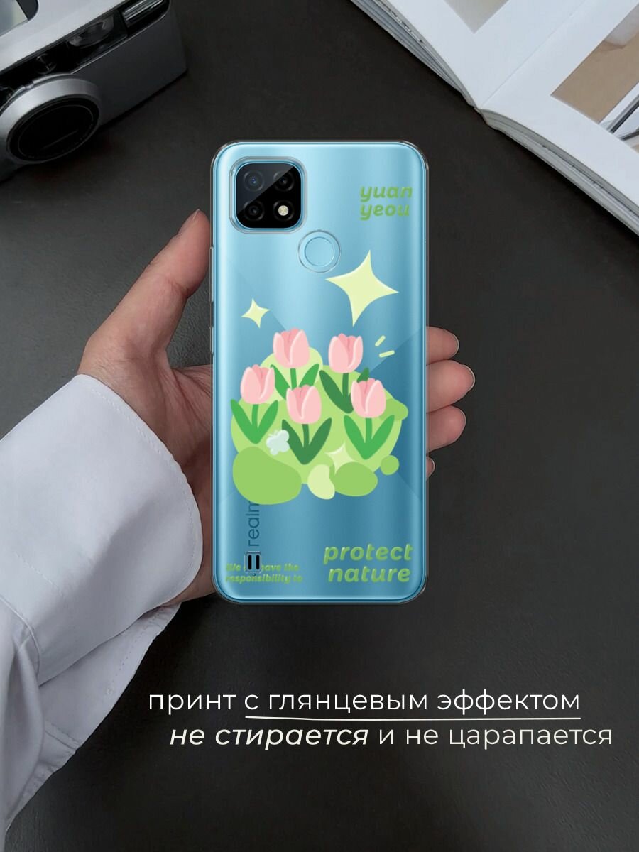 Чехол на Realme C21 / Реалми С21 с принтом "Protect nature" — фото 1