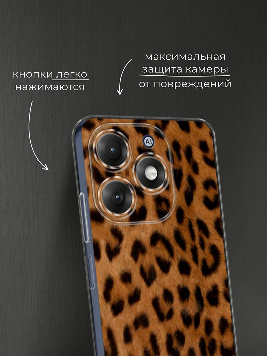 Силиконовый чехол на Itel A70 / Ител А70 с принтом "Мех леопарда" — фото 1