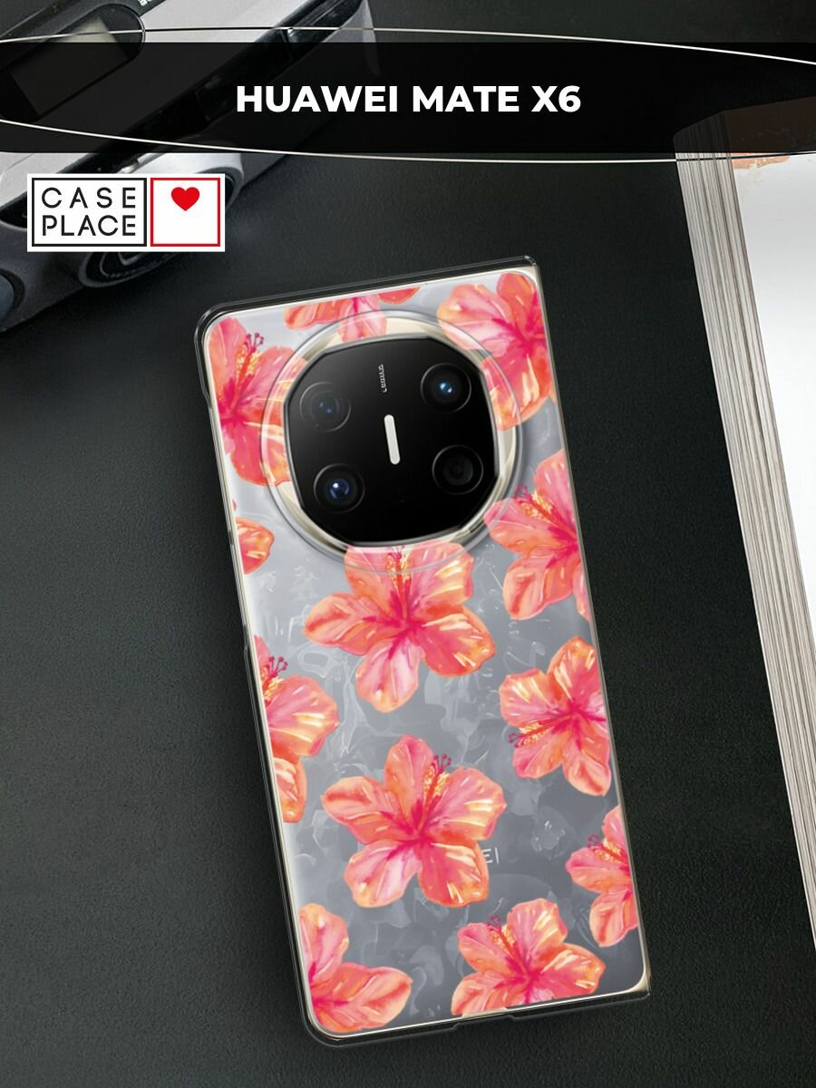Чехол на Huawei Mate X6 / Хуавей Мате X6 с принтом "Pink flowers"