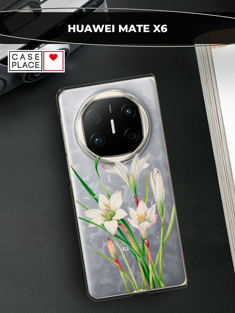 Чехол на Huawei Mate X6 / Хуавей Мате X6 с принтом "White lily", прозрачный