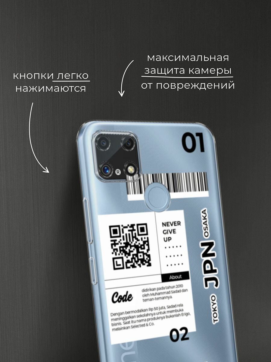 Чехол на Realme C25/C25s / Реалми С25/C25s с принтом "JPN", прозрачный — фото 1