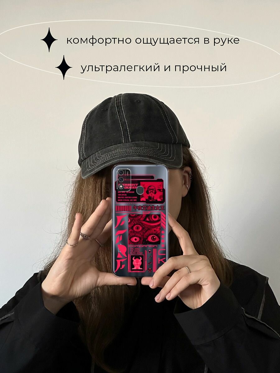 Чехол на Itel A48 / Ител А48 с принтом "Mionight queen", прозрачный — фото 1
