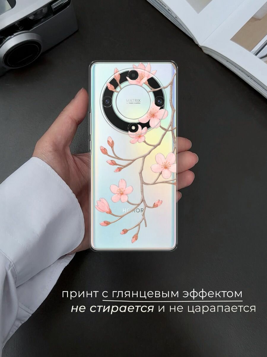 Чехол на Honor X9A / Хонор X9A с принтом "Веточка распускающейся сакуры 2" — фото 1