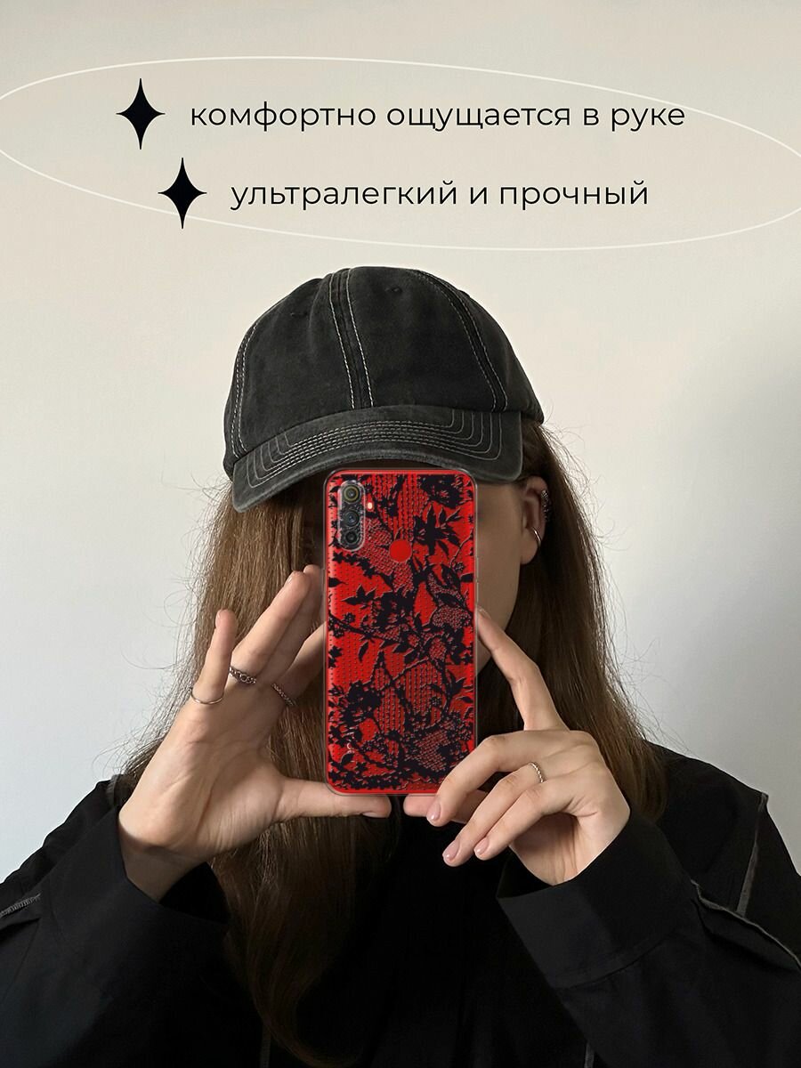 Чехол на Realme C3 / Реалми C3 с принтом "Черная сетка" — фото 1
