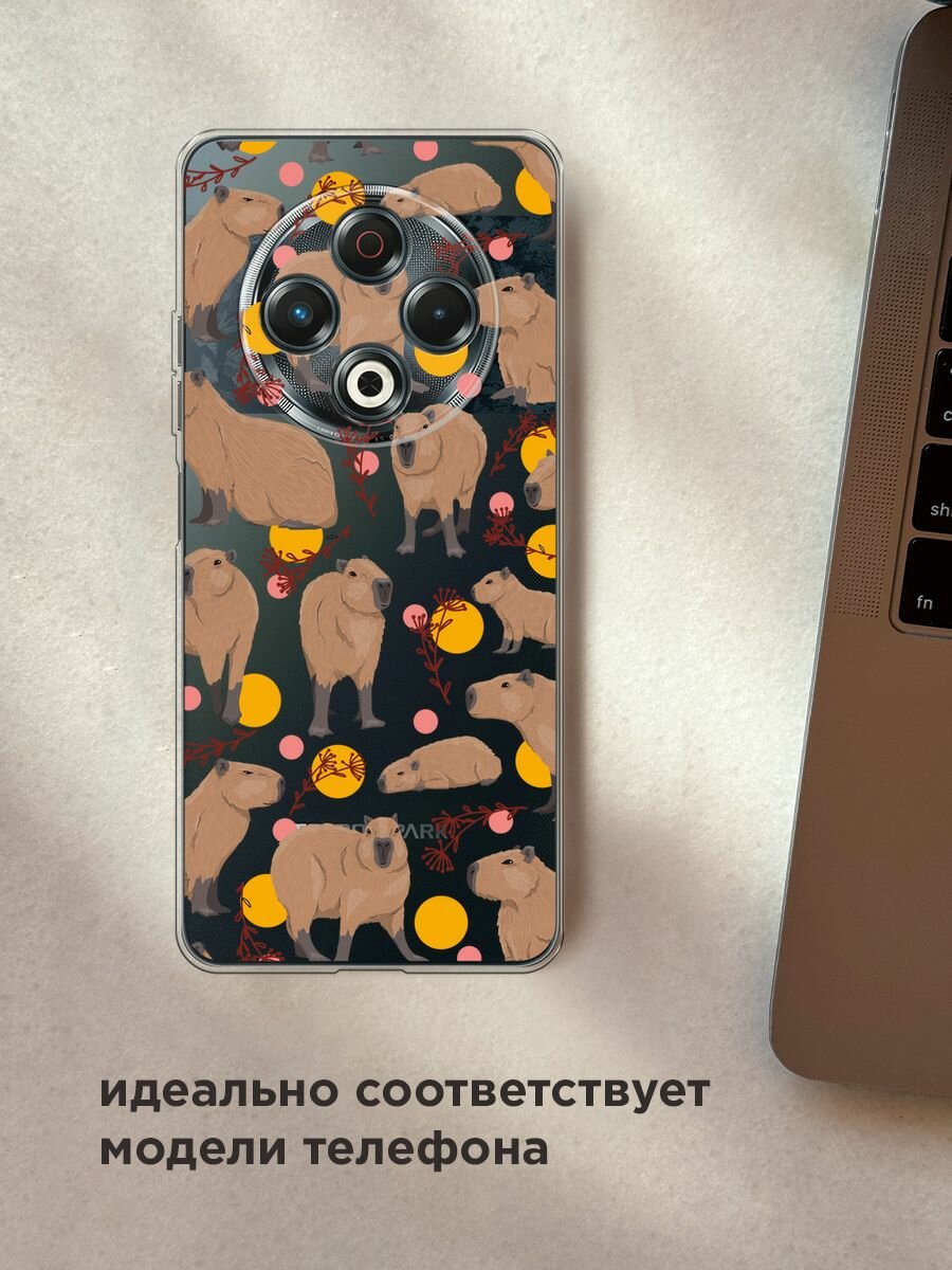 Чехол на Tecno Spark 30 / Текно Спарк 30 с принтом "Капибара паттерн", прозрачный — фото 1