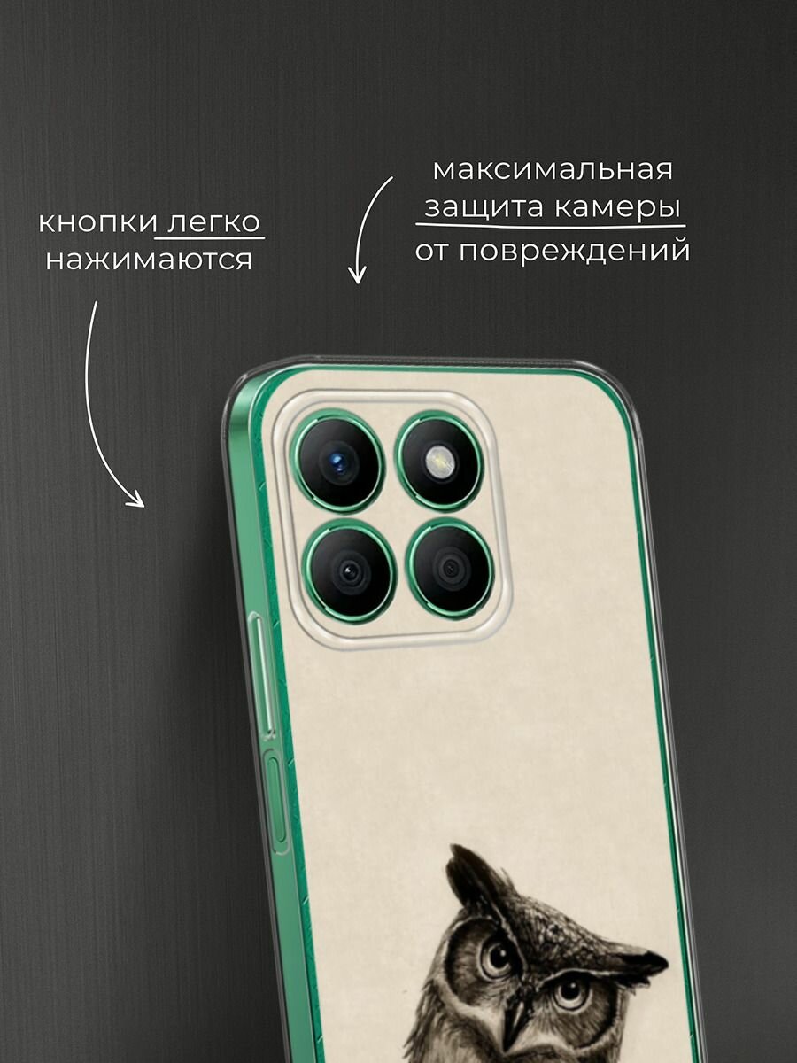 Силиконовый чехол на Honor X8B / Хонор X8B с принтом "Сова" — фото 1