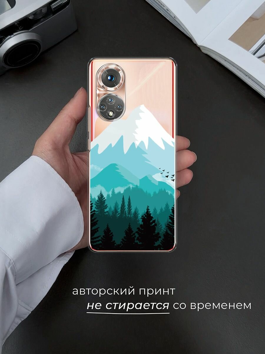 Чехол на Honor 50/Huawei Nova 9 / Хонор 50/Хуавей Нова 9 с принтом "Синяя снежная гора", прозрачный — фото 1