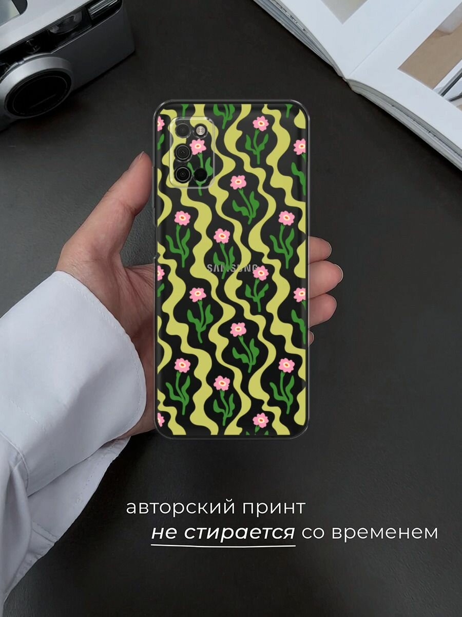 Чехол на Samsung Galaxy A03S / Самсунг Галакси A03S с принтом "Волнующие цветы", прозрачный — фото 1