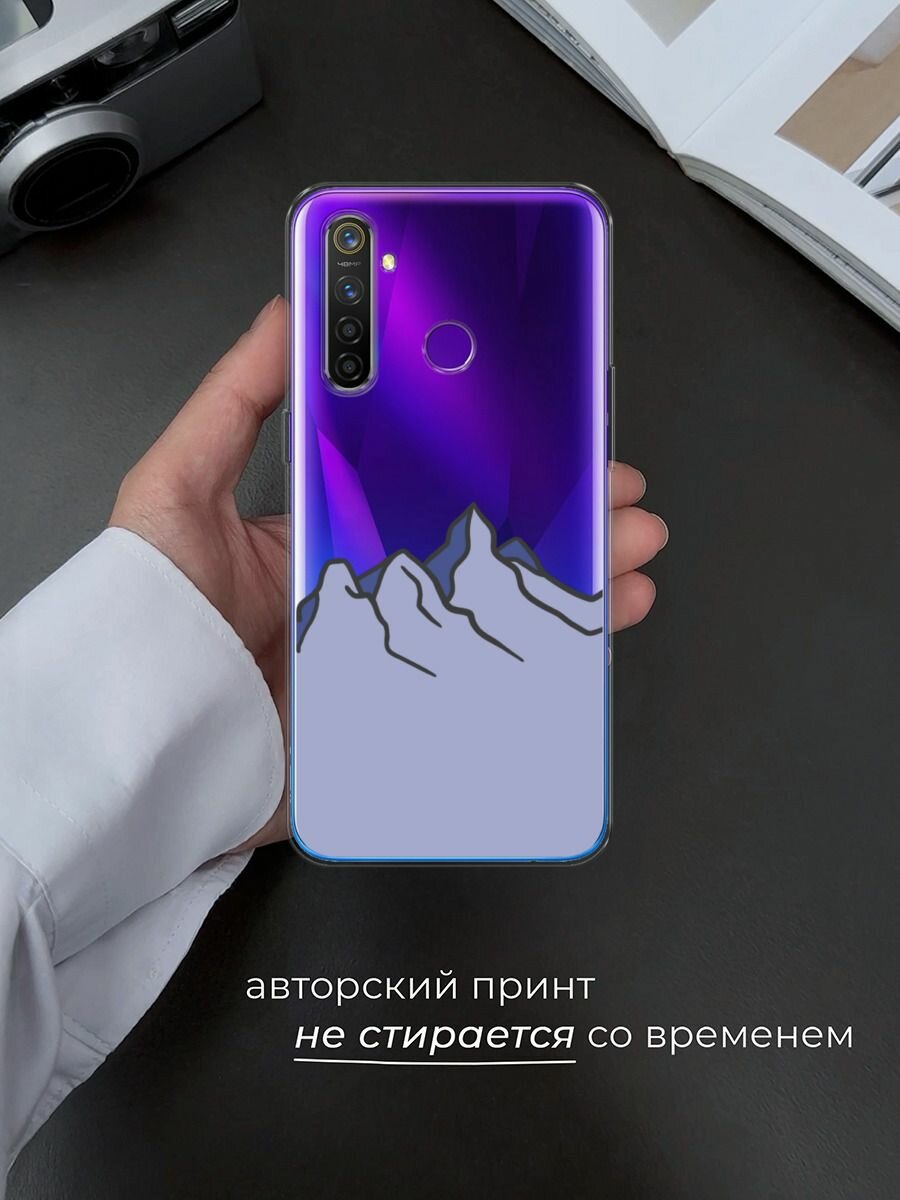 Чехол на Realme 5 Pro / Реалми 5 Про с принтом "Гора", прозрачный — фото 1