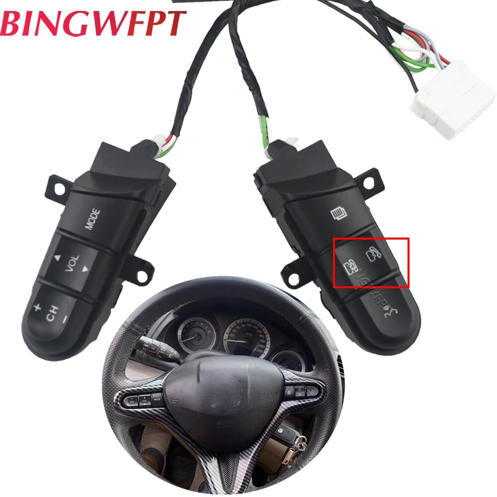 Многофункциональные кнопки на руль для Honda Civic 2006-2011, переключатель управления громкостью аудио и музыкой, зеленая подсветка с Bluetooth, Green-switch