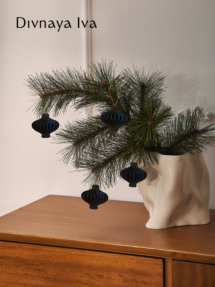 Набор из четырех синих бумажных игрушек, Divnaya Iva ( Дивная Ива)