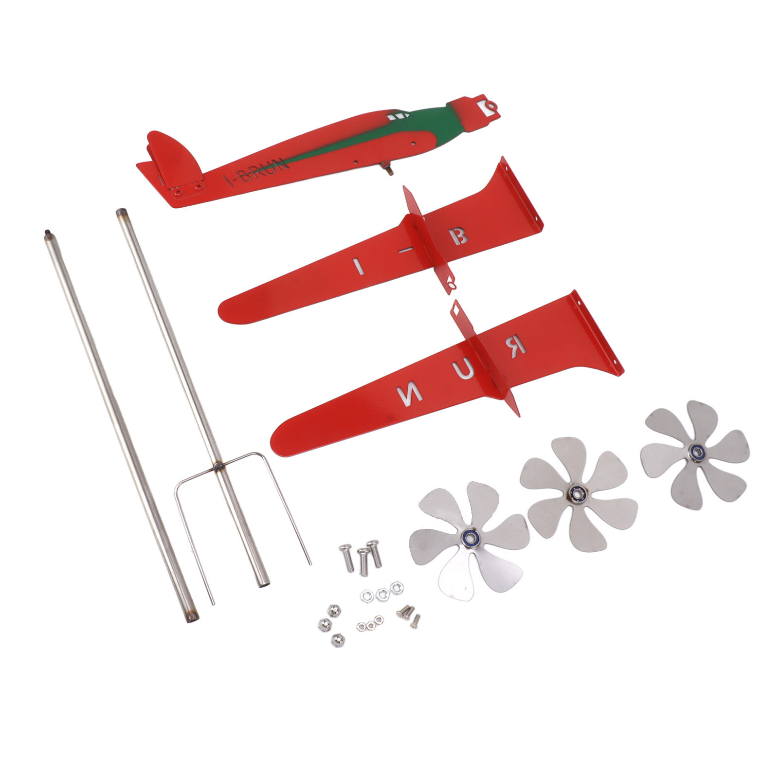 Металлический флюгер в виде самолета, 3D-модель, красный, нержавеющий, гладкий, для гаража, купола, сарая, патио.