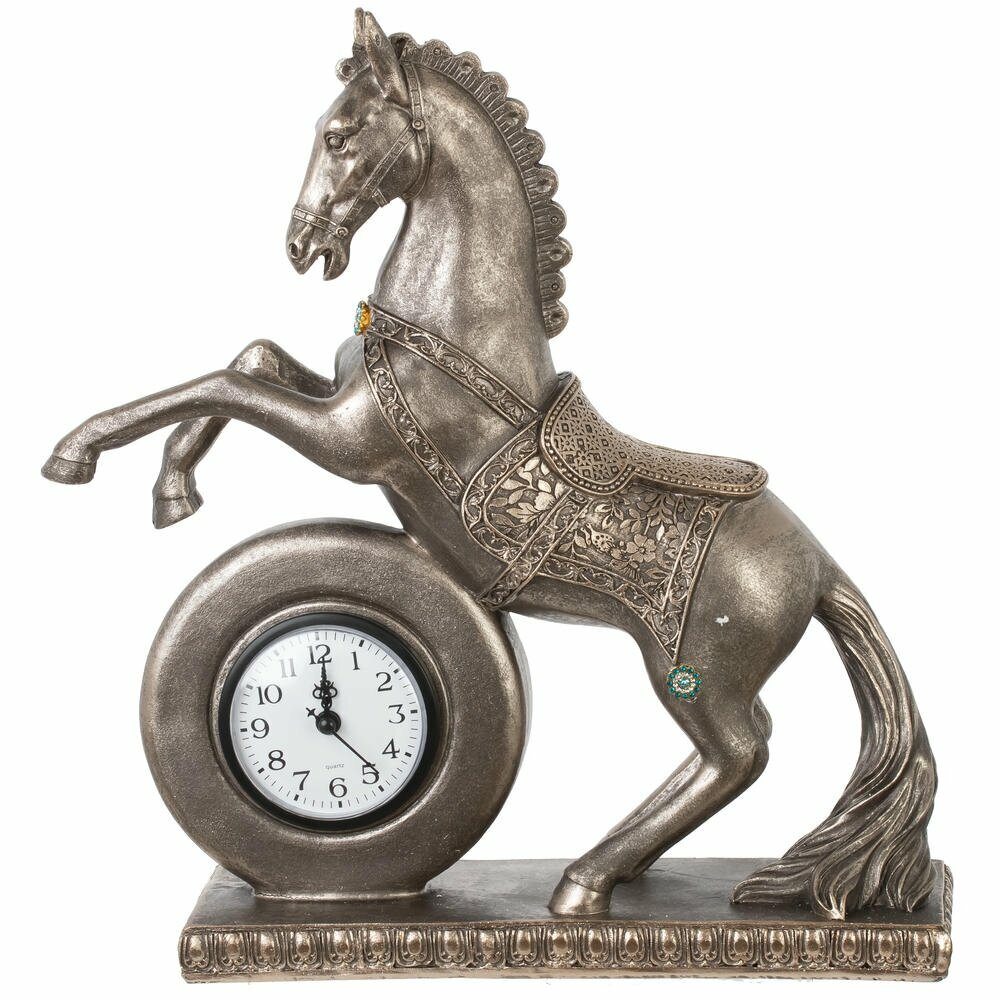 Фигурка декоративная "Лошадь" с часами (ААх1 н/п), L32 W9,5 H35 см
