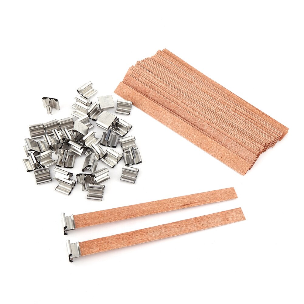 40Pcs/Lot Wooden Wick Wax Candle Works Core Sustainers Handmade DIY Craft Making