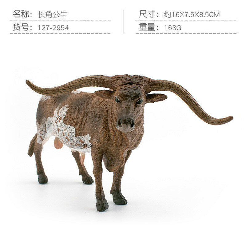 Realistic pvc texas longhorn bull and vatuzi cow model for collectors and decor longhorn bull