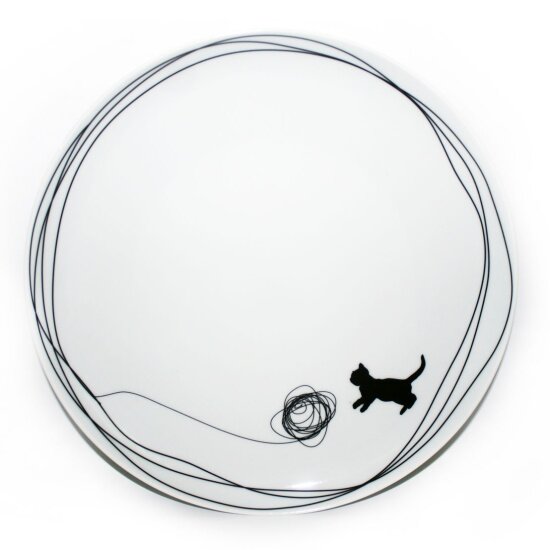 Тарелка Thun 1794 "Tom", декор "Кошка с клубком, салатовая сетка", 30 см. (ТОМ0033)