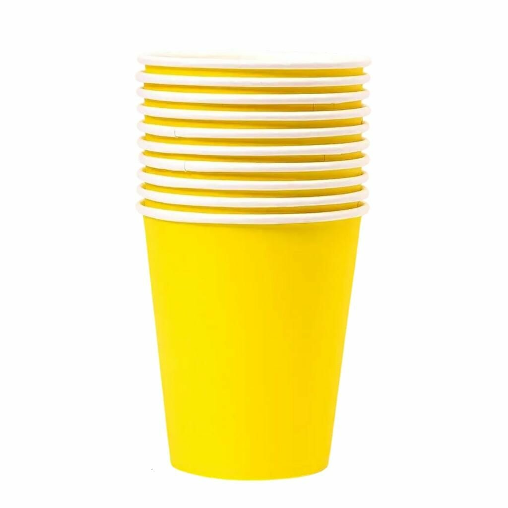 10 биоразлагаемых кофейных стаканов, Желтый