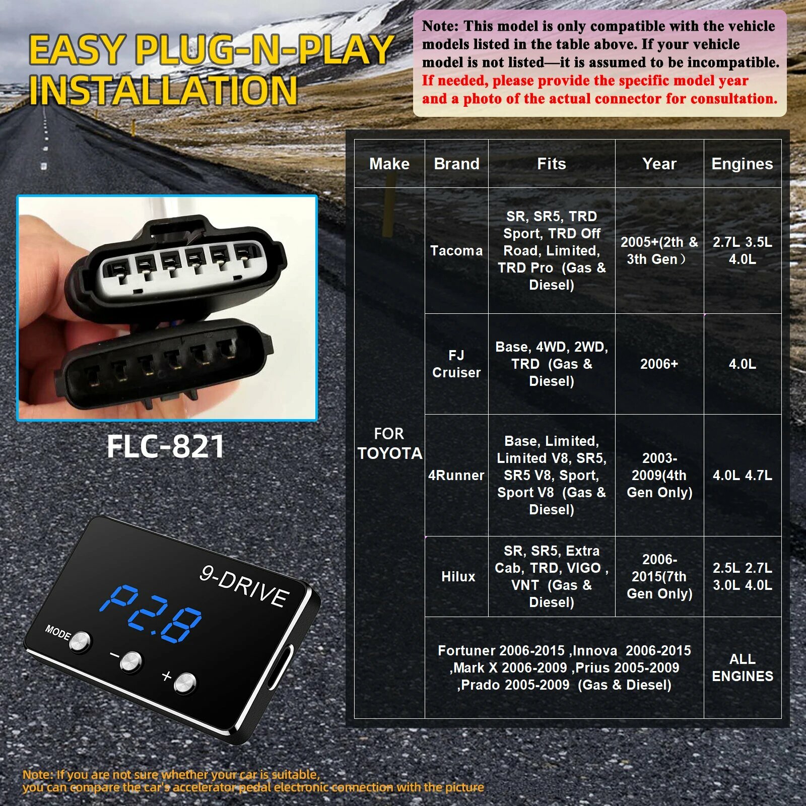 Автомобильный электронный контроллер дроссельной заслонки, гоночный ускоритель, мощный усилитель для TOYOTA, Hilux, аксессуары для тюнинга Corolla