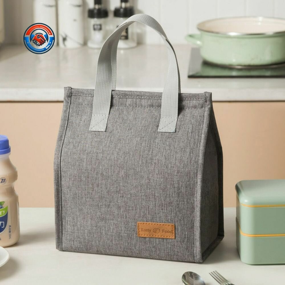 Сумка для ланча изолированная, термосумка для обеда с фольгой, компактная ланч-бокс сумка на работу и пикник, унисекс