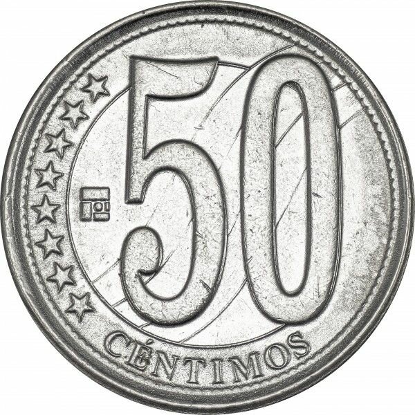 Венесуэла 50 сентимо, 2007 - 2012 Герб UNC — фото 1