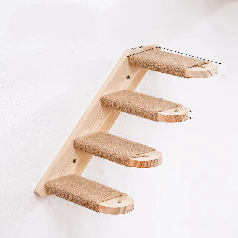Лестница для лазания кошек из массива дерева, платформа для прыжков, настенная сцена, многослойная, из массива дерева, сизалевое кошачье дерево, DIY настенная башня для лазания кошек