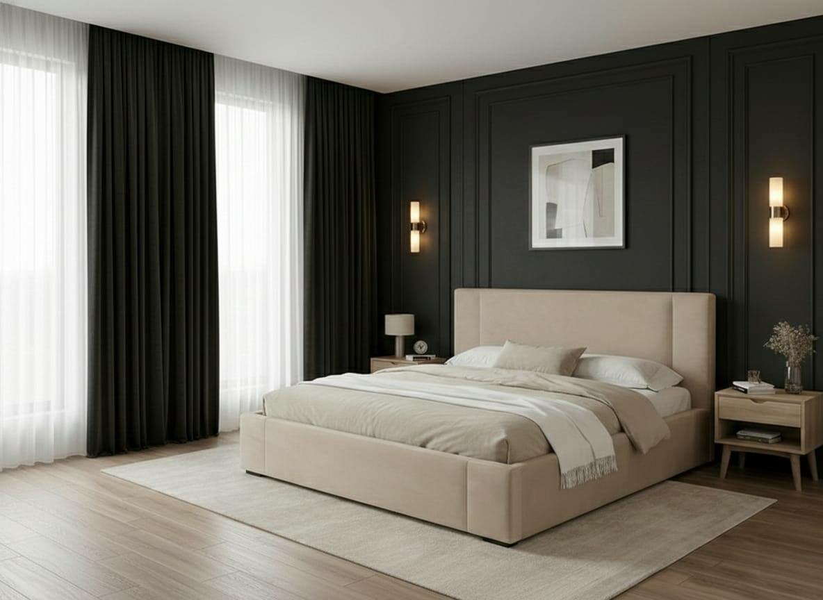 Кровать Boni,160х200 двуспальная с подъемным механизмом, с ящиками для белья, ортопедическое основание, бежевый