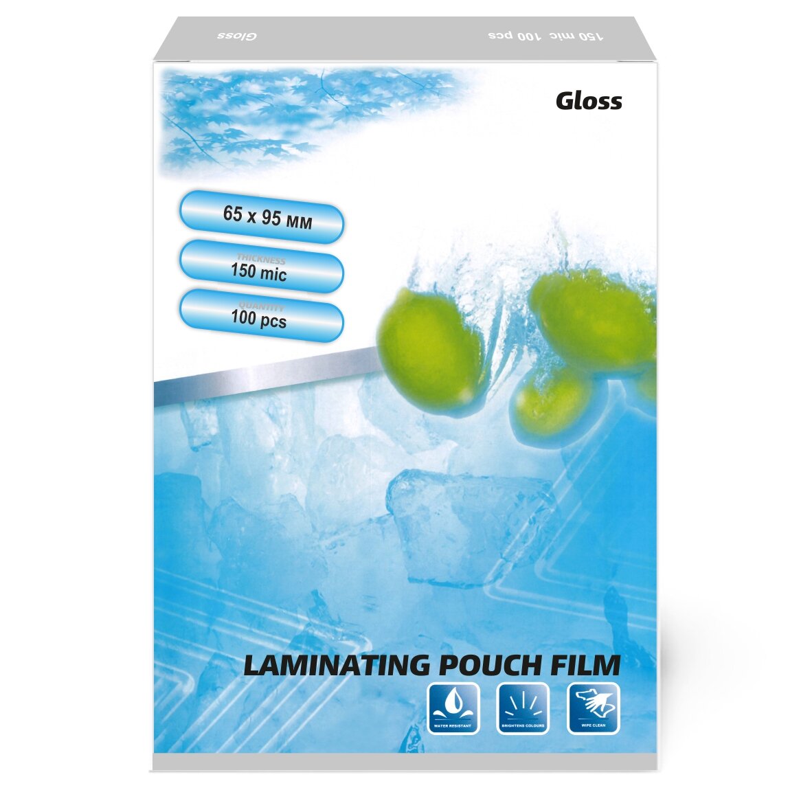 Пленка для ламинирования пакетная, 65х95 мм, 150 мкм, глянцевая, 100 шт в упаковке