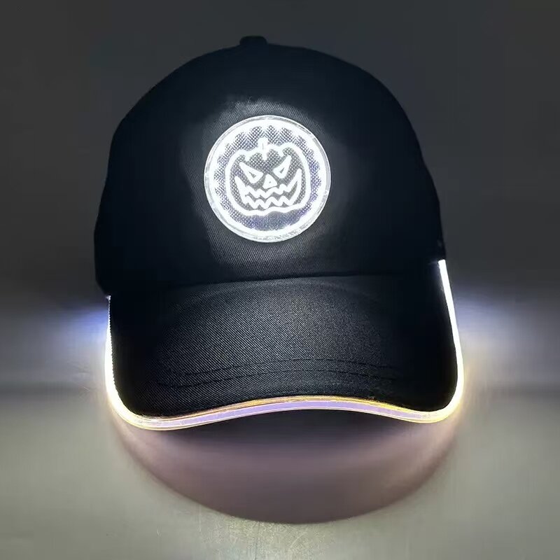 YEAHUI EL LED-бейсболка с белой тыквенной лампой, универсальный размер