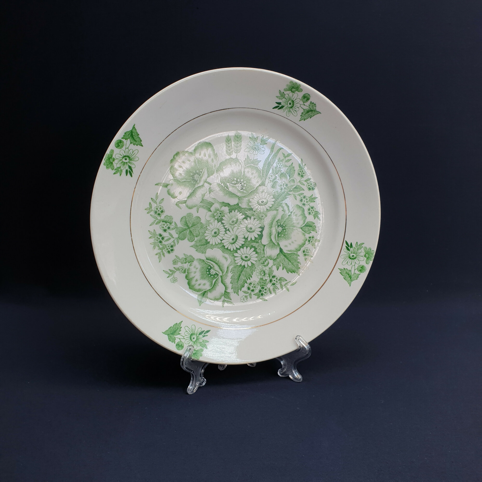 Столовая тарелка Дулево 1956 г, фарфор деколь 23 см, винтаж СССР