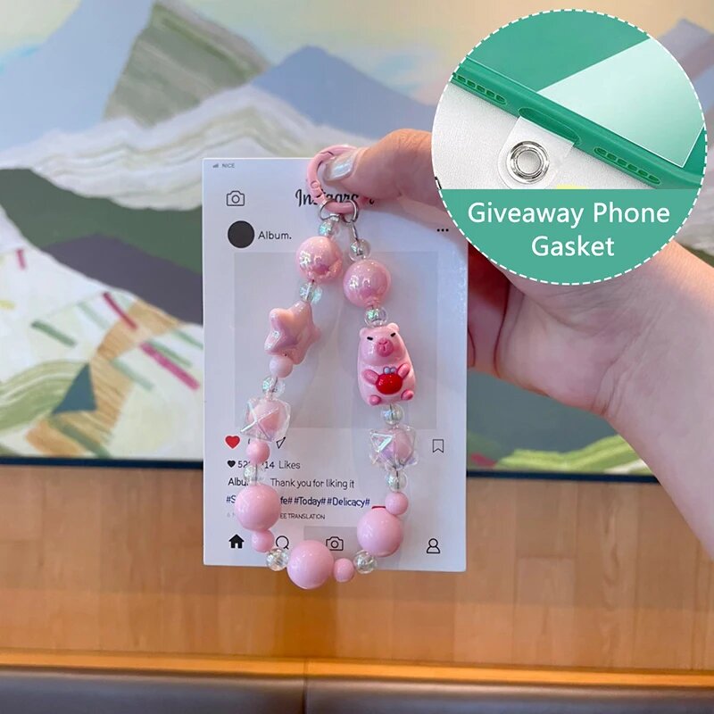 Бусины для телефона Capibara, украшение для чехла с защитой от потерь, брелок на ремешке, подвеска для сумки для iPhone Samsung