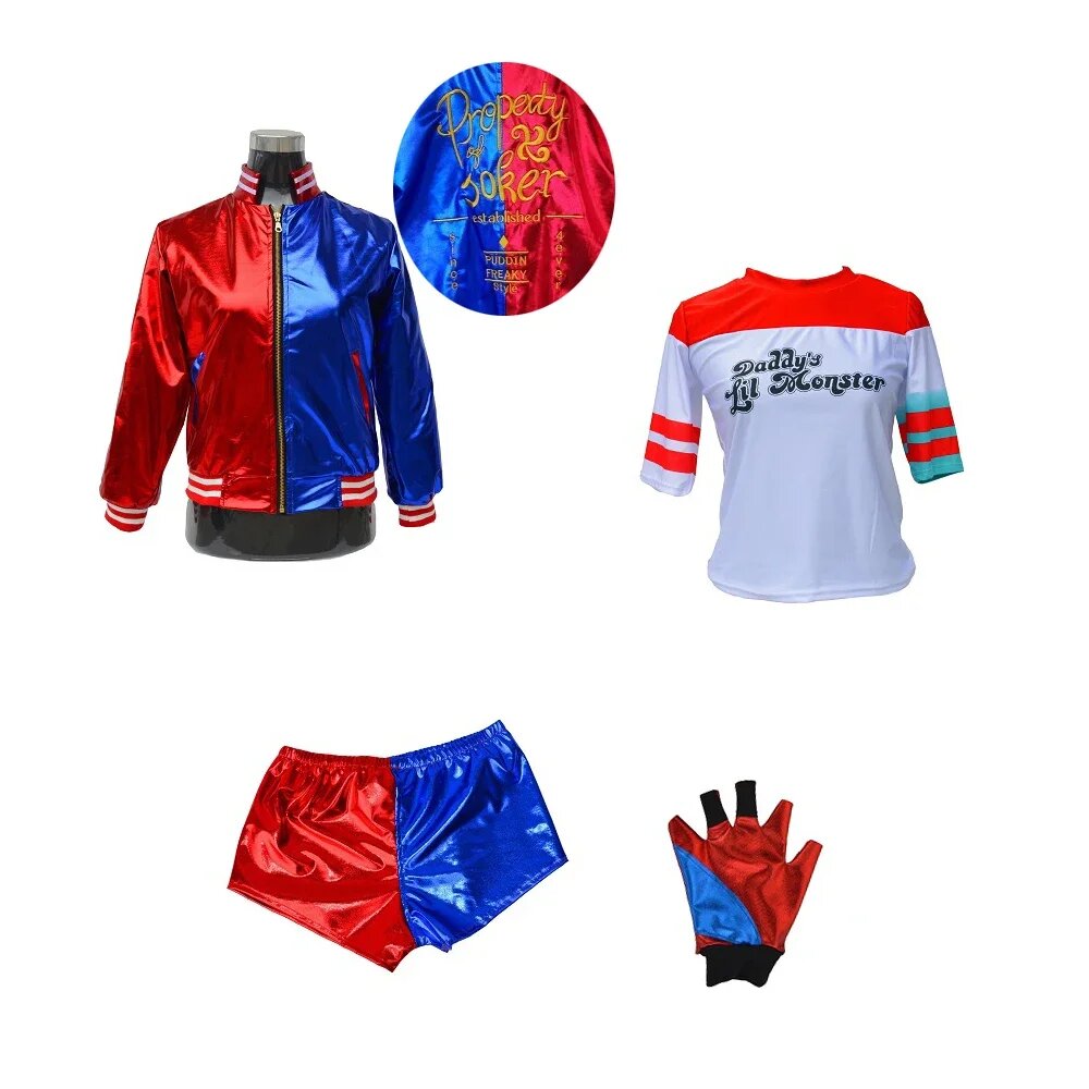 Детские костюмы Harley Quinn Squad Monster хлопок Красный, One Size, 4pcs set