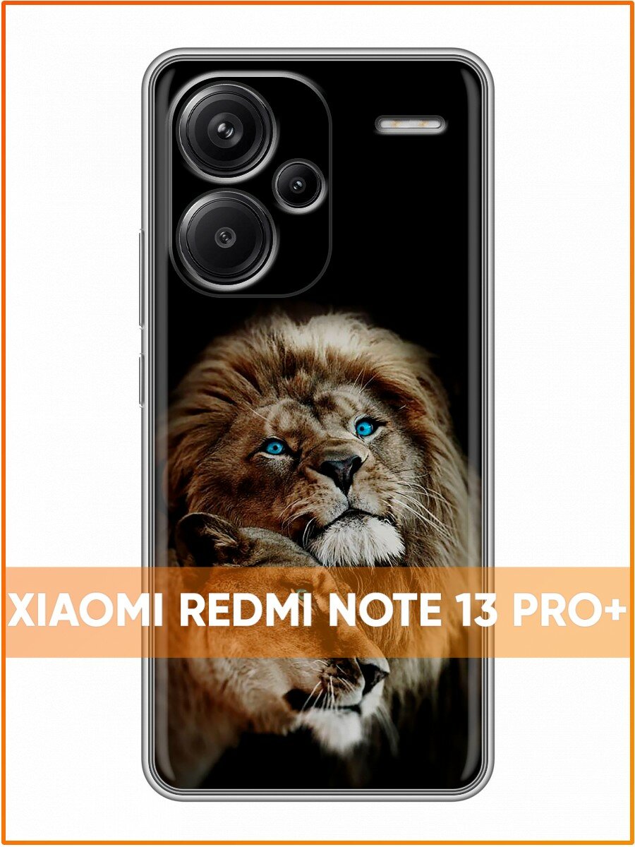 Чехол для Xiaomi Redmi Note 13 Pro Plus 5G с принтом для мужчин со львами (Сяоми Редми Нот 13 Про Плюс 5G)
