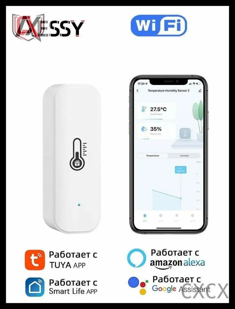 Tuya Smart WiFi Датчик температуры и влажности APP Дистанционное управление, внутренний термометр-гигрометр Монитор Поддерживает Alexa Google Home