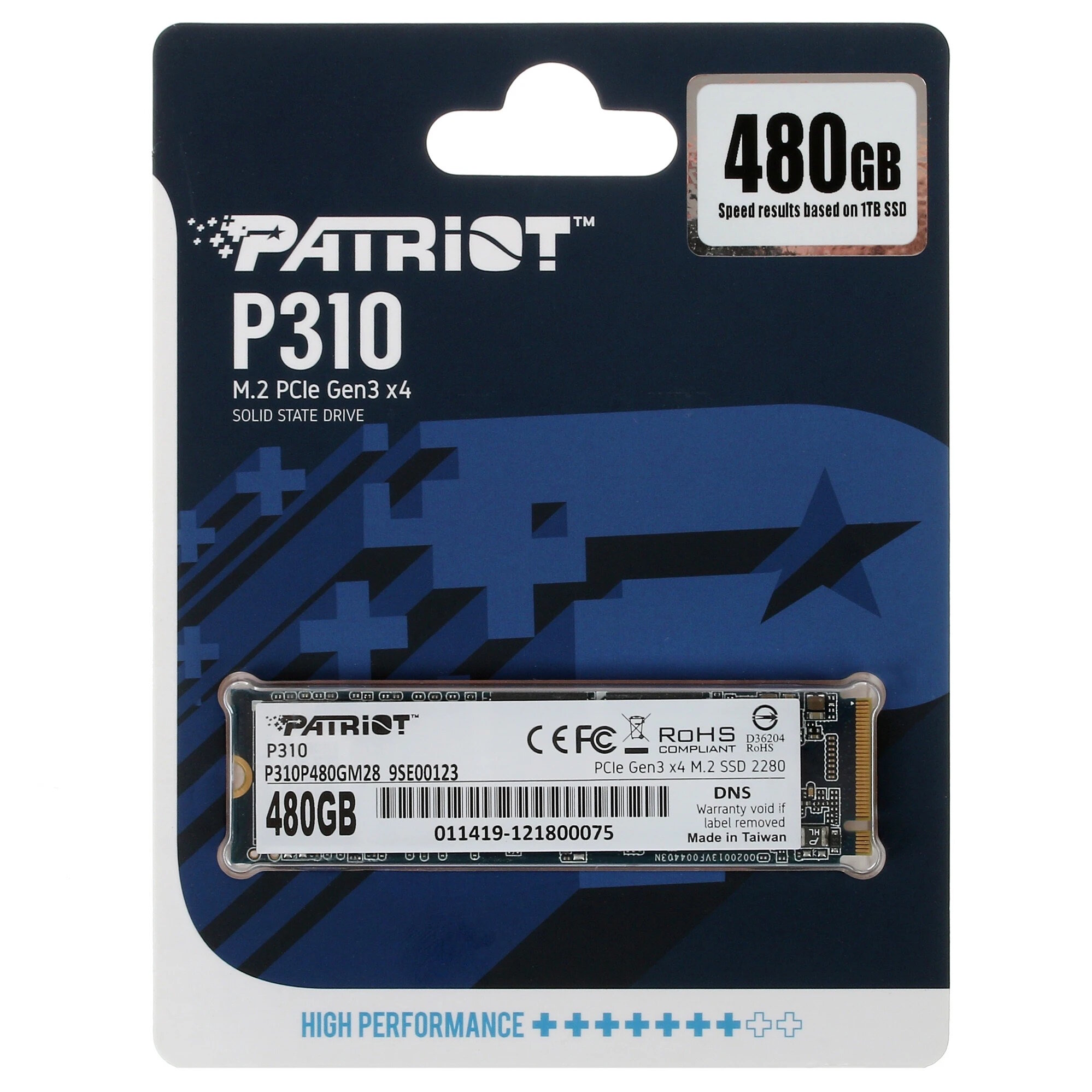 SSD-накопитель 480 ГБ M.2 NVMe накопитель Patriot P310 [P310P480GM28]