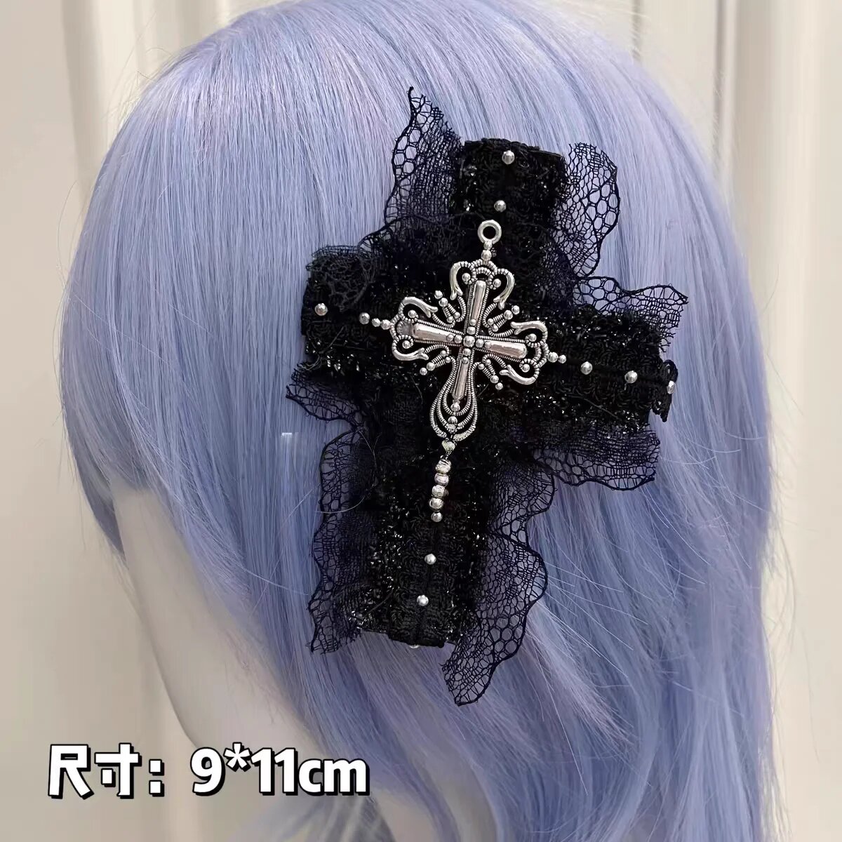 Кружевная заколка Dark Cross, Black B