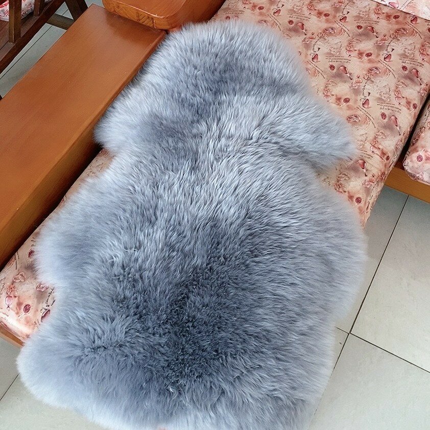 Ковер из чистой шерсти для спальни и гостиной, цельный коврик из овчины для дивана, напольный коврик, съемный и моющийся