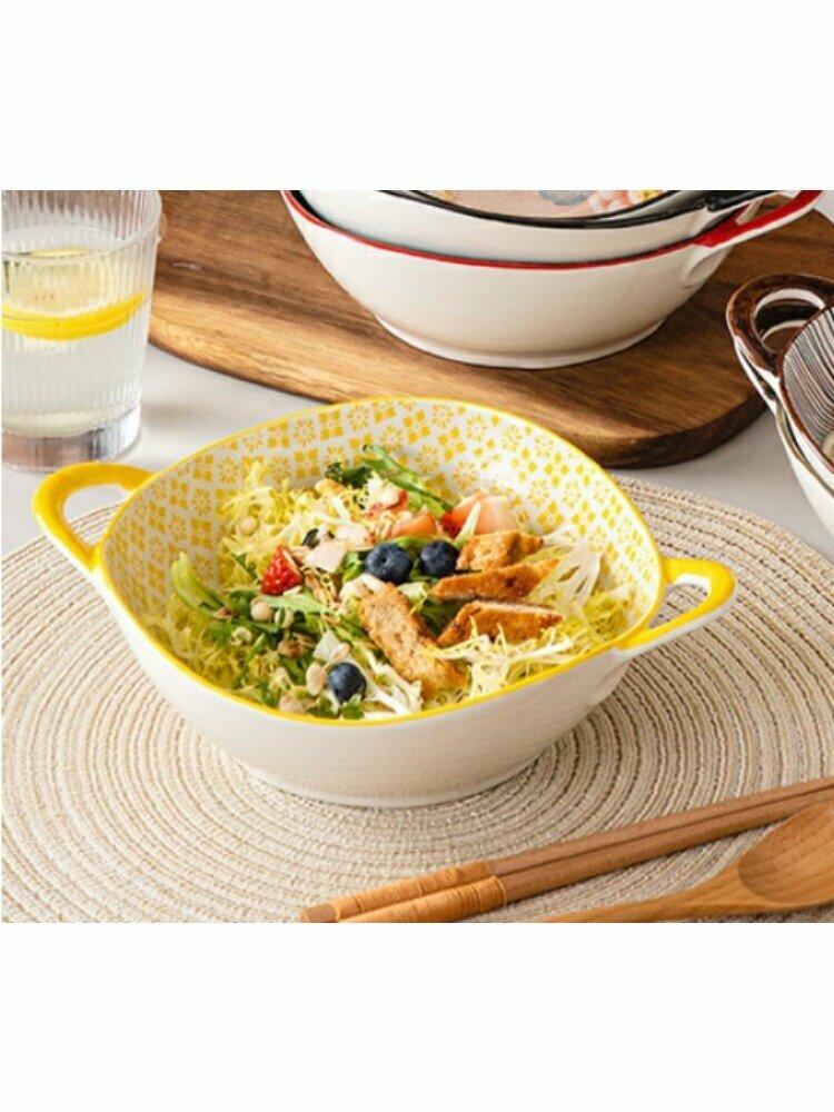 Супница, фарфор, использование в СВЧ и посудомоечной машине, Желтый/Белый