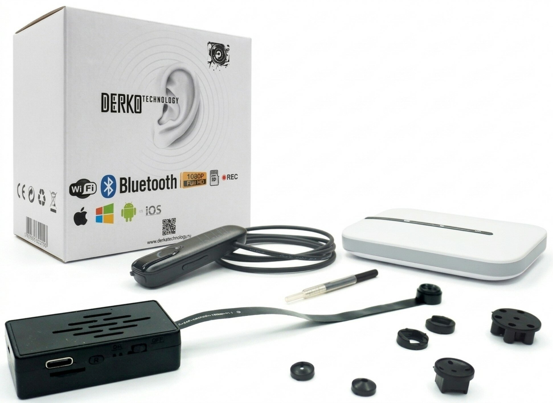 Микрокамера G100 2MP Full HD и 4G WiFi роутер с Bluetooth-гарнитурой Profit BT02 и микронаушником магнит Cylinder 2 мм