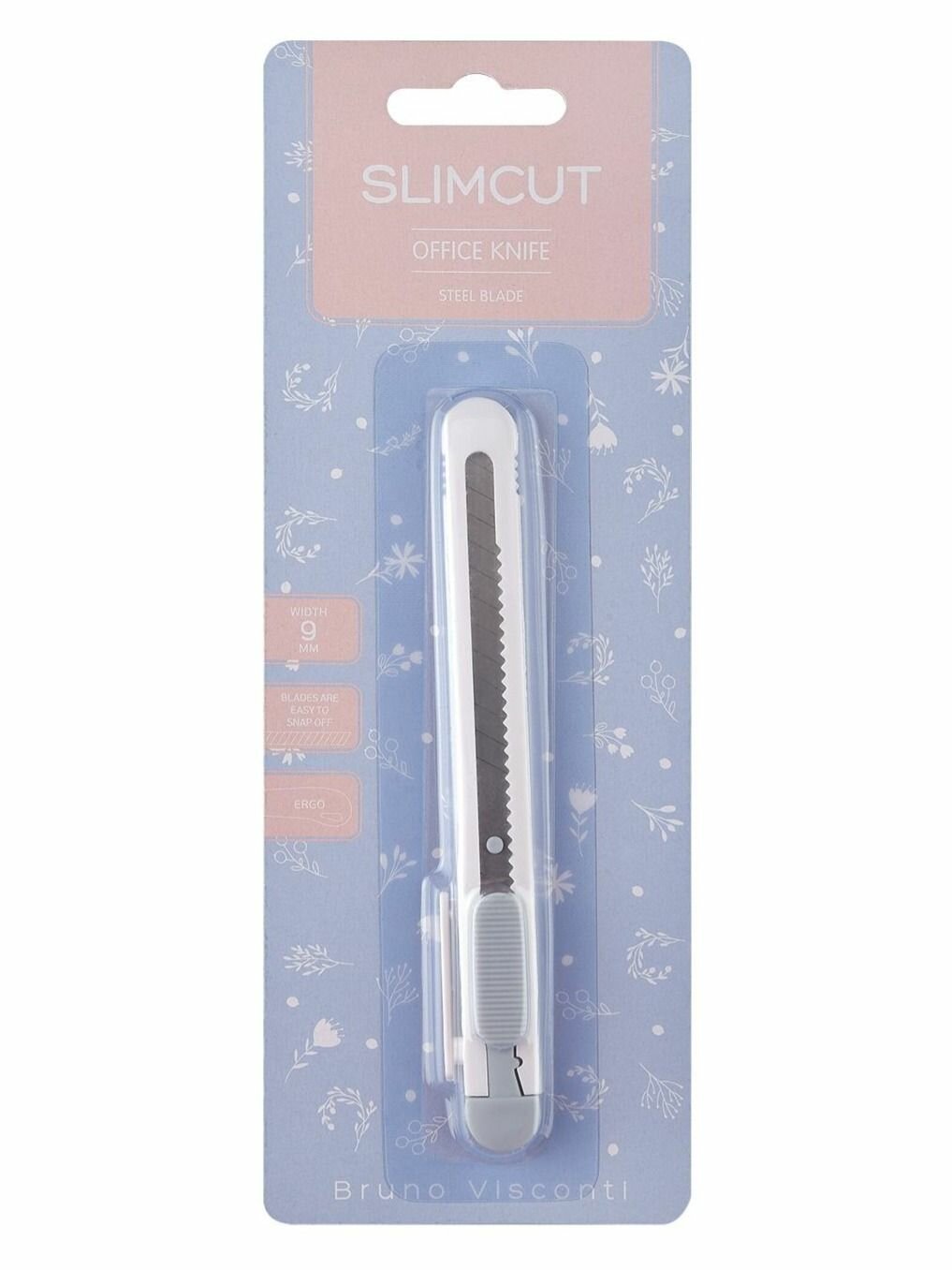 Канцелярский нож "SLIMCUT" Bruno Visconti, лезвие 9 мм/ резак для бумаги и картона с фиксатором, клипом