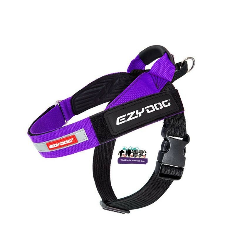 EZYDOG Собачье ошейник с отражающей полосой, регулируемый грудь 42-53см, пурпурный, размер XS