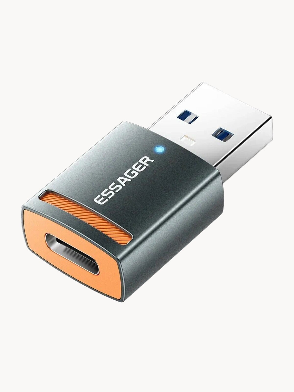 Переходник (адаптер) с Type-C на USB 3.0, индикатор, 5 Ампер, 5 Гбит/с , OTG (On-the-Go) адаптер для подключения телефонов, планшетов, смартфонов к пк (Hunting Air series)