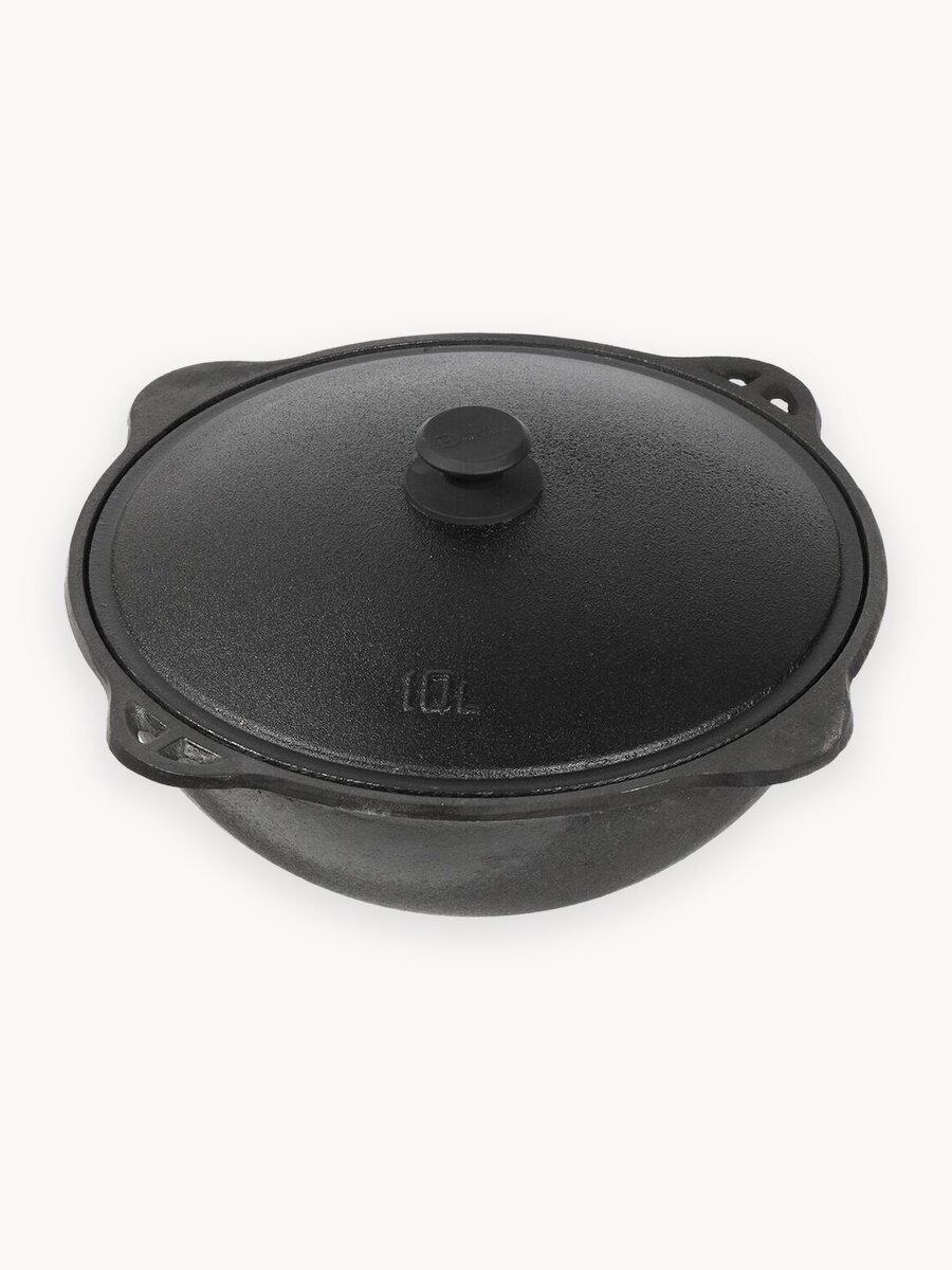 Казан узбекский 10 л чугунный с плоским дном, Гурман, DavrMetall