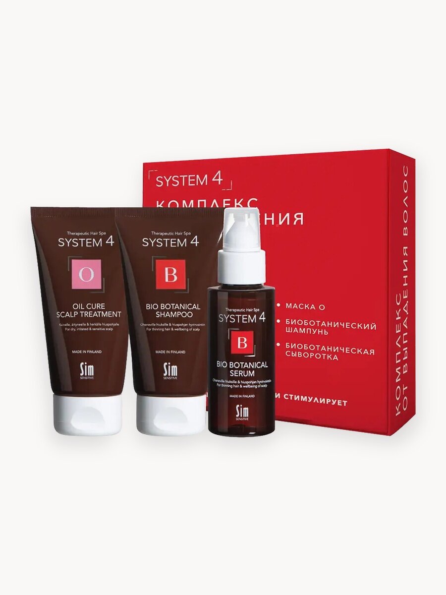 System 4 Комплекс от выпадения волос мини (шампунь 75 мл+сыворотка 50 мл+маска-пилинг 75 мл ) 1 уп