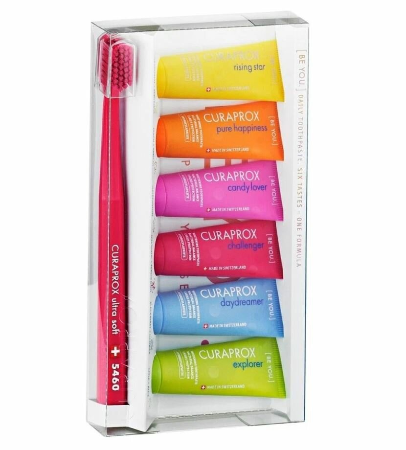 Набор Curaprox Be You 6 вкусов + зубная щетка ultra soft CS5460