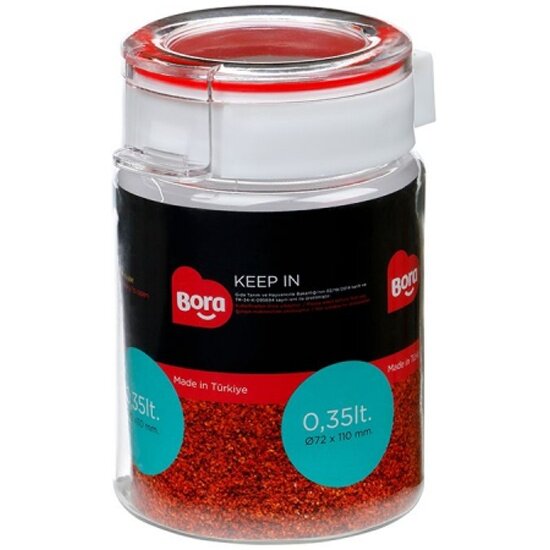Контейнер круглый Bora 110х72 мм, полоса красная, пластик 0,35 л
